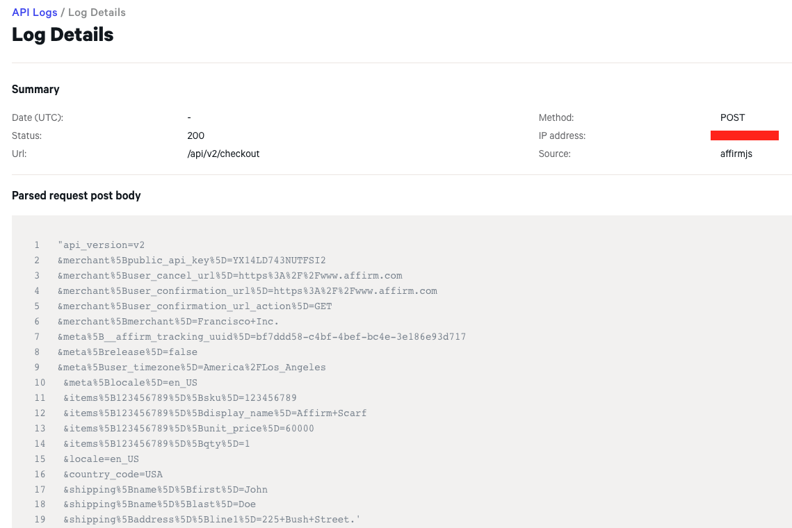 Understanding the Merchant Portal: API Logs – Affirm Canada (English)