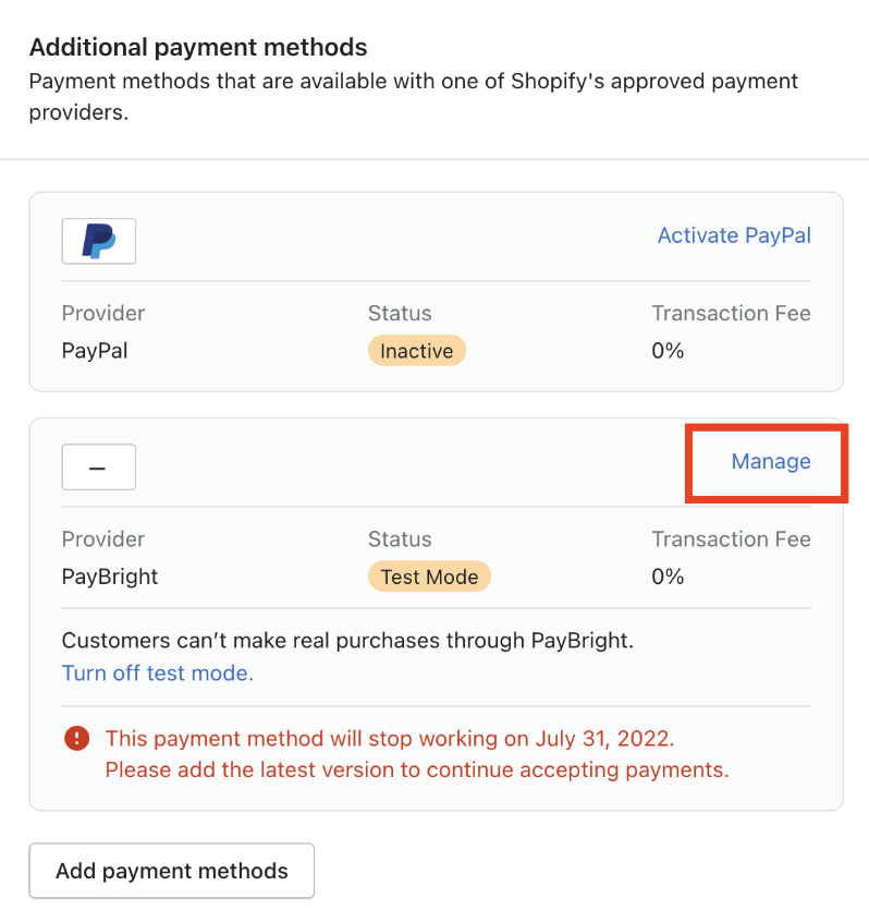 Upgrading the Shopify payment app – Affirm CA (English)