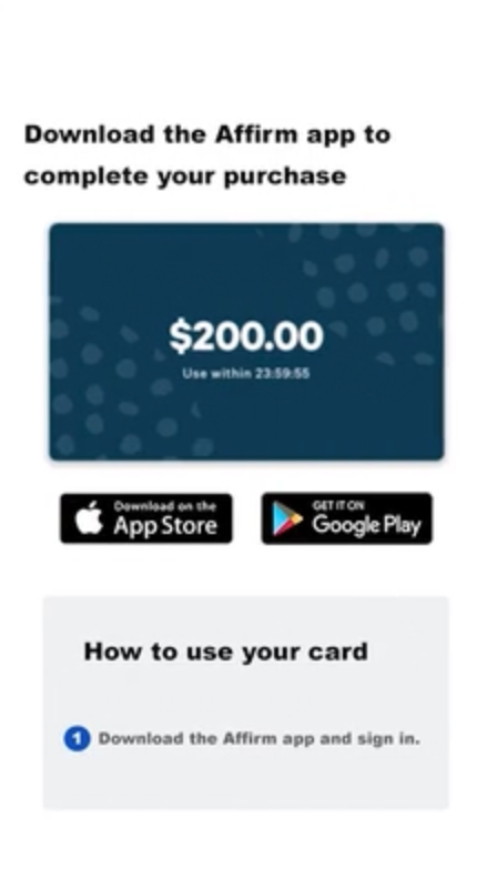 In store: URL / QR code and Virtual Card flow (Affirm Lite) – Affirm US ...
