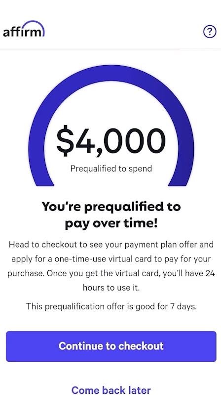 In store: URL / QR code and Virtual Card flow (Affirm Lite) – Affirm US ...