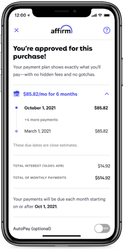 Online: eCommerce website flow – Affirm US (English)